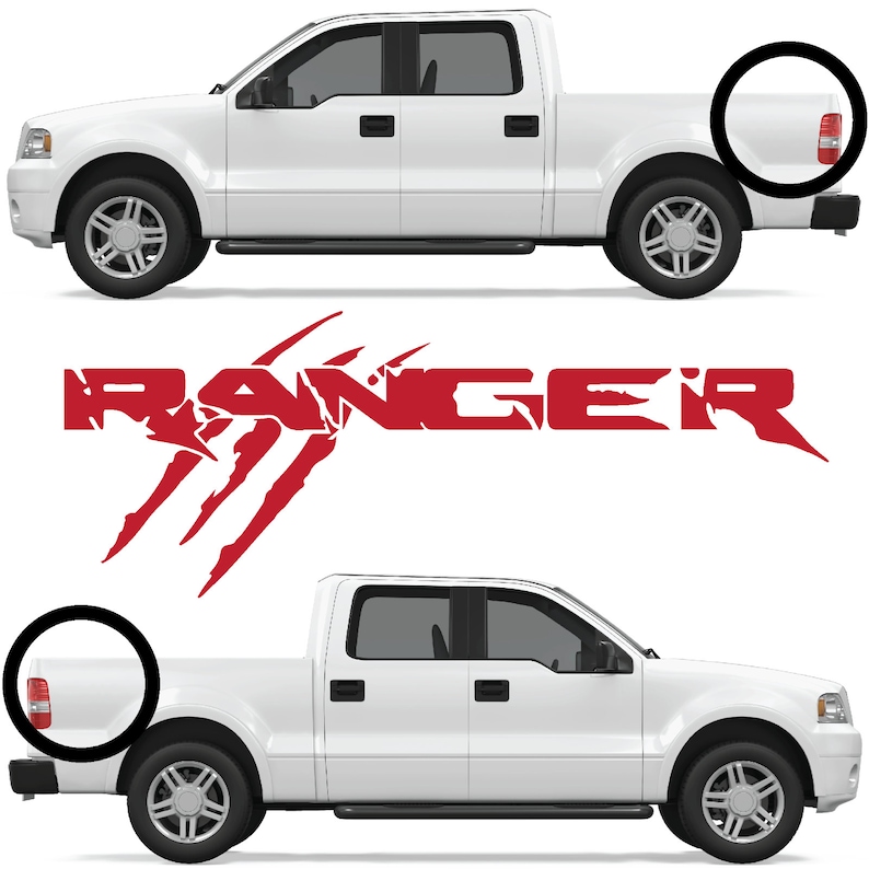 Two FORD RANGER Decal Sticker Claws Scratch Stripe Emblem Car Truck Suv ...