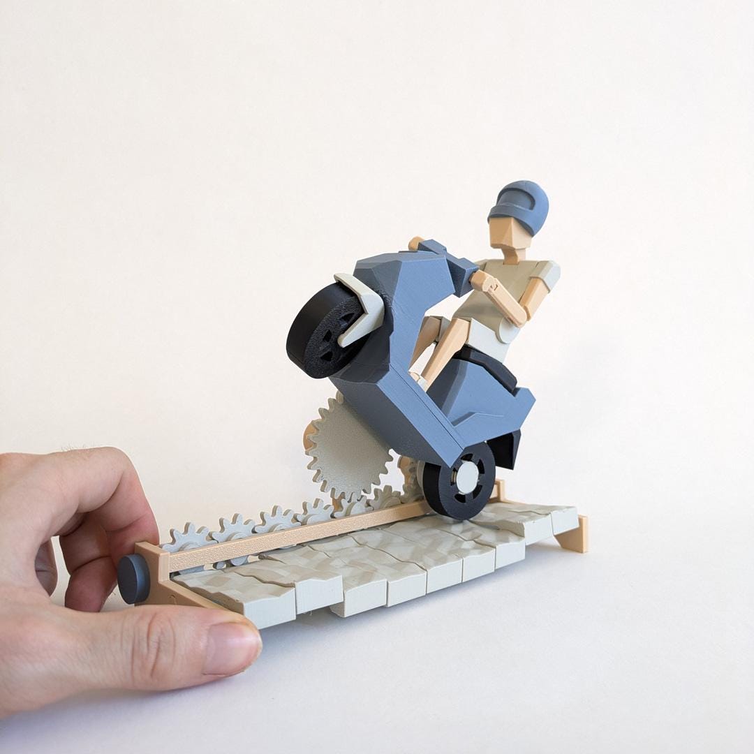 Automaton - Wheelie on a Scooter - Blue - Assembly Kit - Etsy