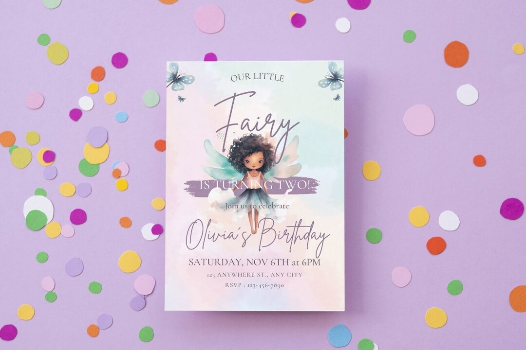 Fairy Birthday Party Invitation Girl Faries Canva Digital Fairy ...