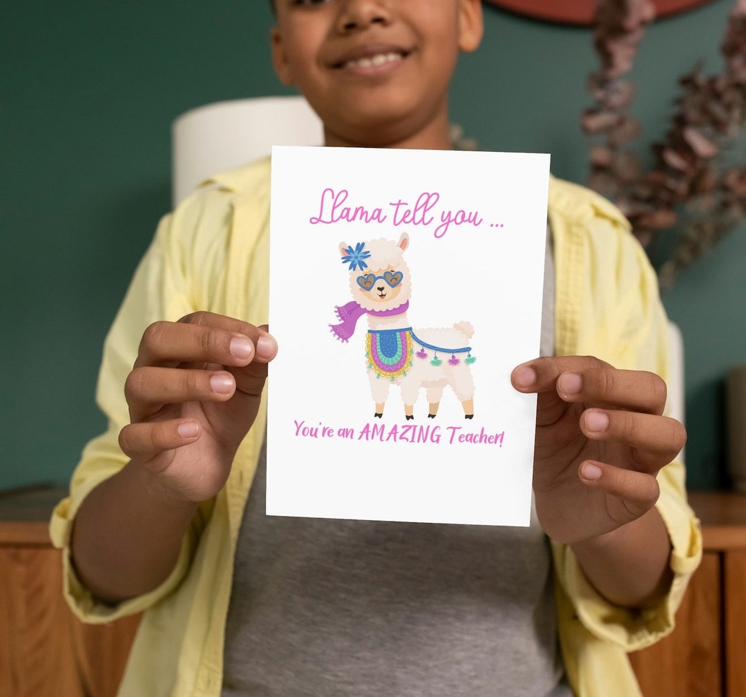 Teacher Appreciation Card, Canva, Digital, Print at Home, Llama, School ...