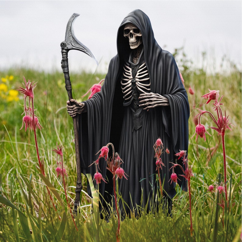 Strolling Through Wildflowers Cool Grim Reaper Art Print Beautiful Dark ...