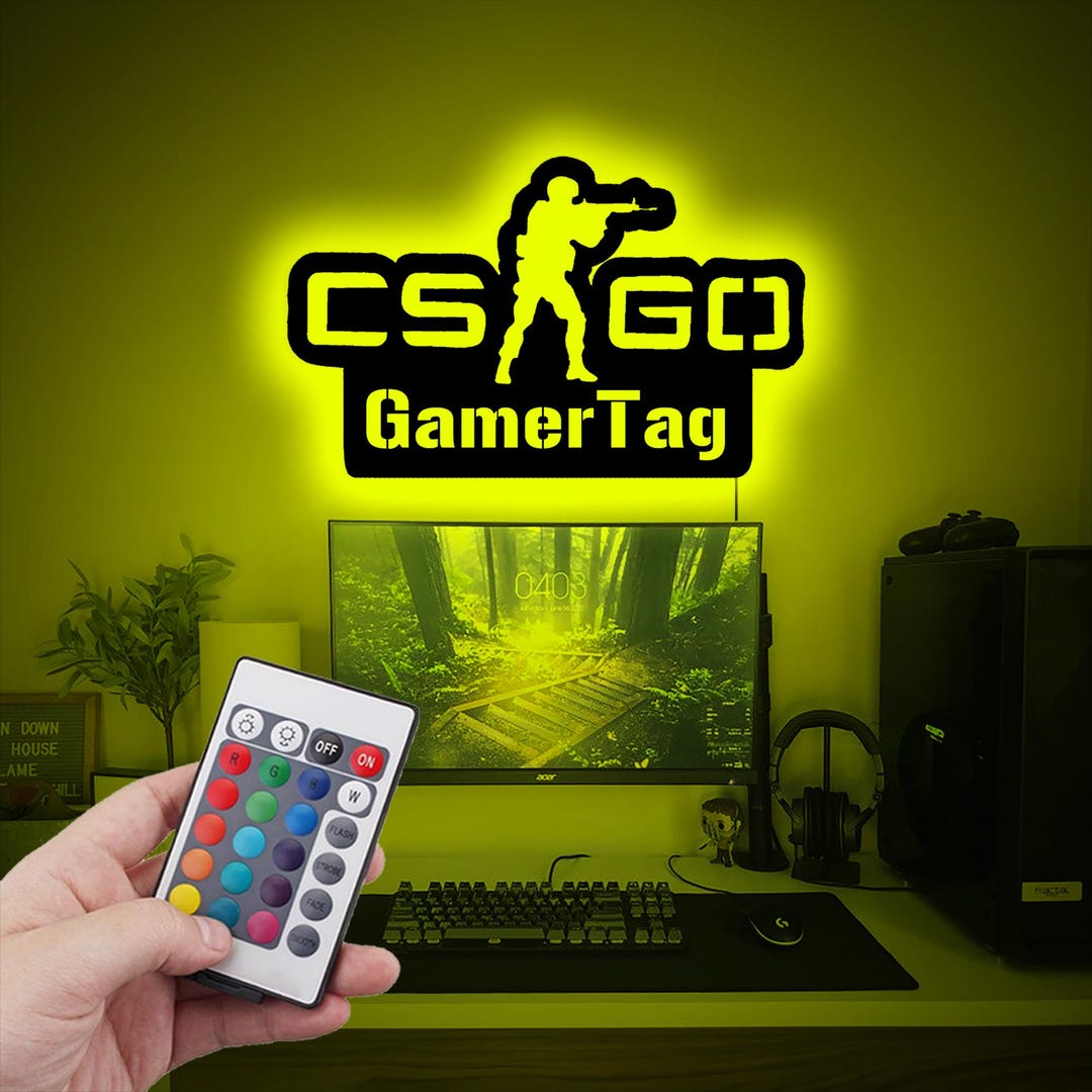 Custom FPS Classic Inspired Neon Led Wood Wall Decor,cs Go Gaming Room ...