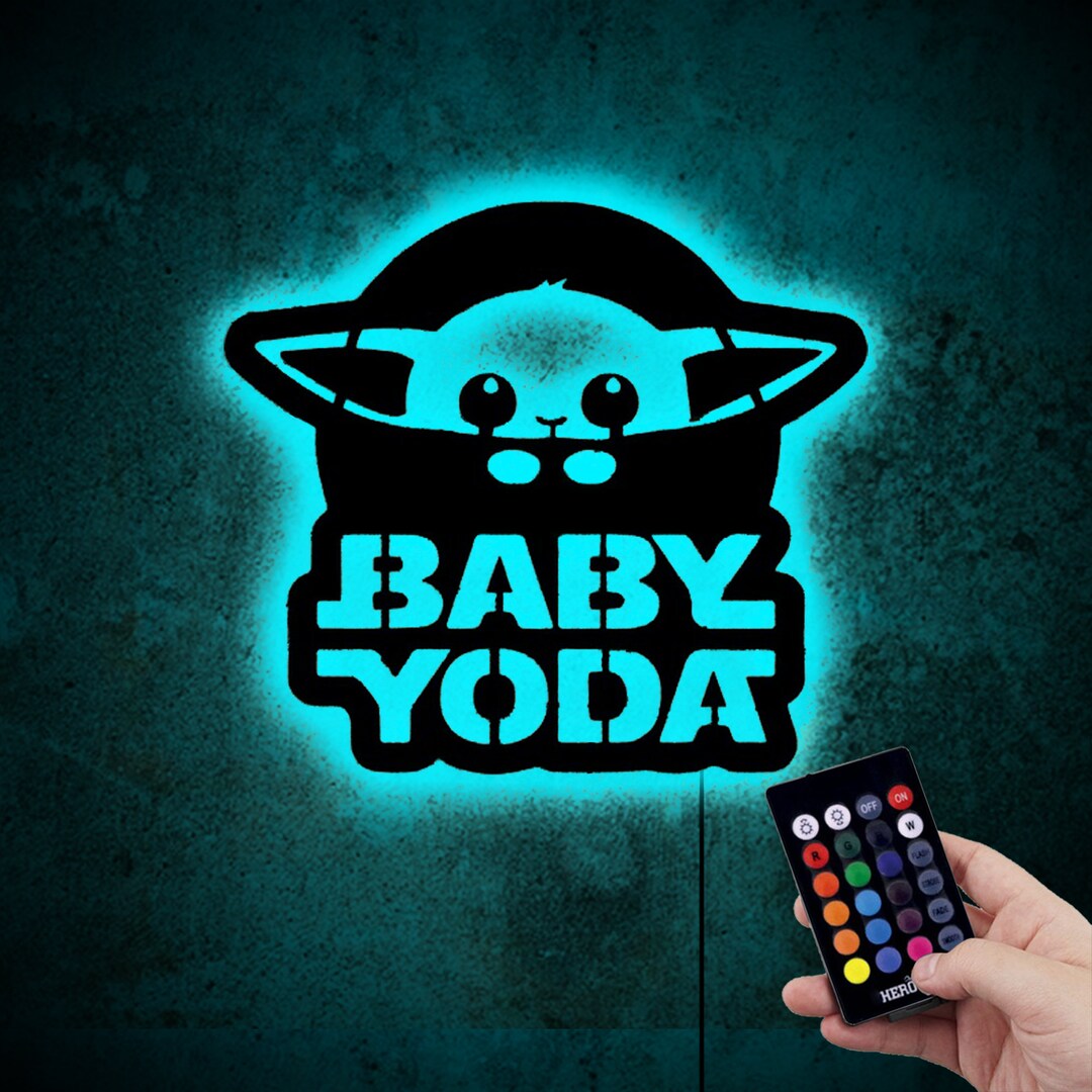 Star Wars Baby Yoda Neon Led Wall Art, Star Wars Wall Art, Star Wars ...