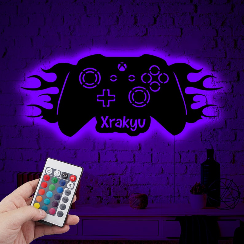 Custom Game Controller Neon Led Wood Wall Sign,gamer Wall Art, Game ...