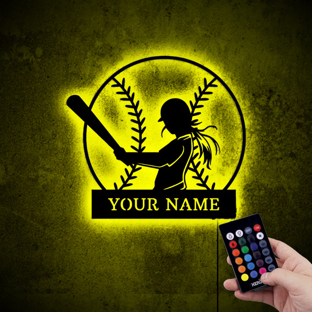 Personalized Softball Girl Neon Led Wall Art, Softball Player Gift ...