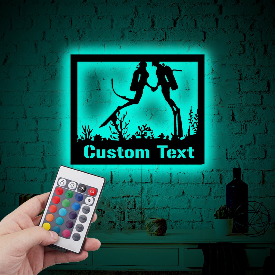 Couple Scuba Diving Neon Led Wall Art, Sport Gift, Couple Sign, Scuba ...