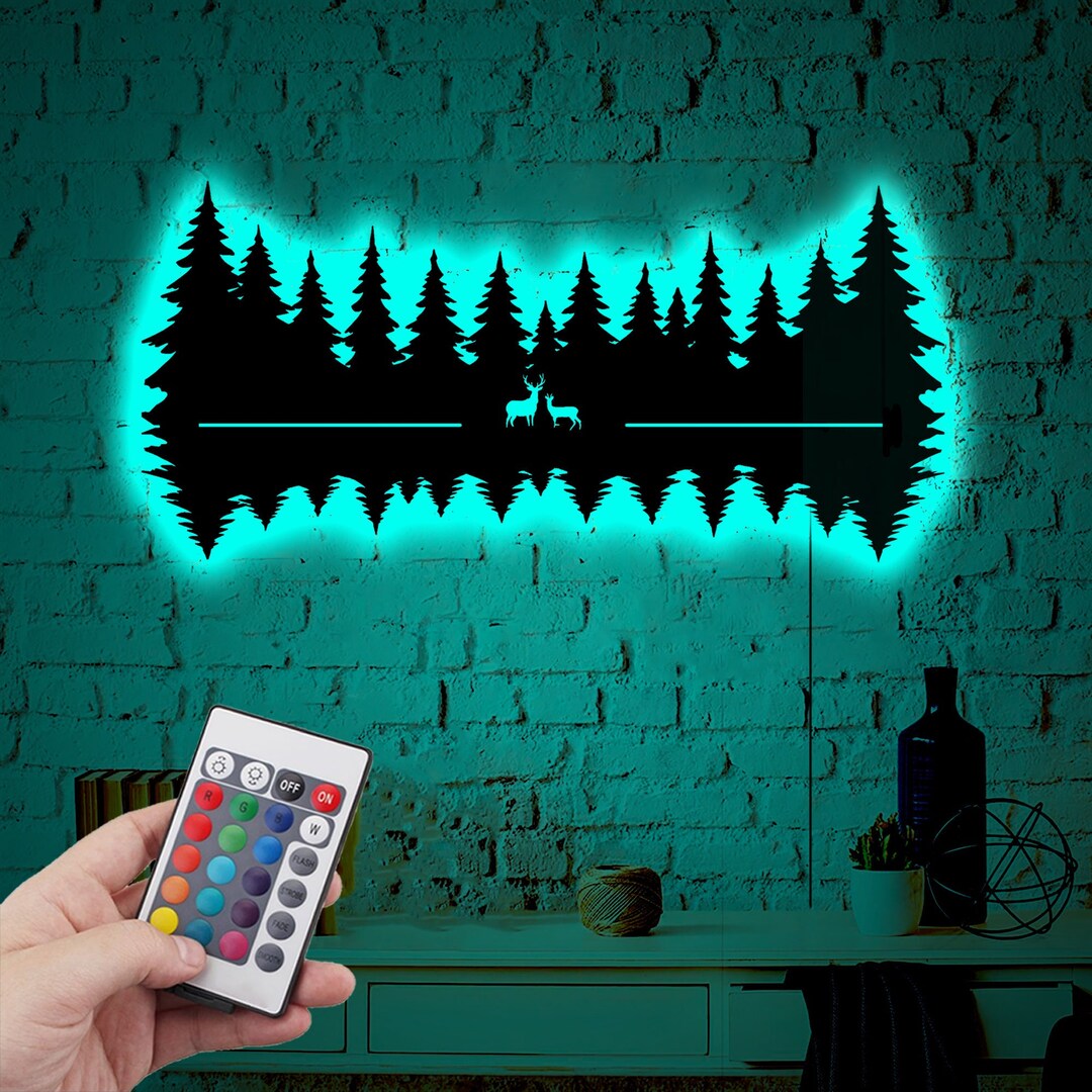 Forest Deer Silhouette Neon Led Wall Sign,nature Decor Gift,light up ...