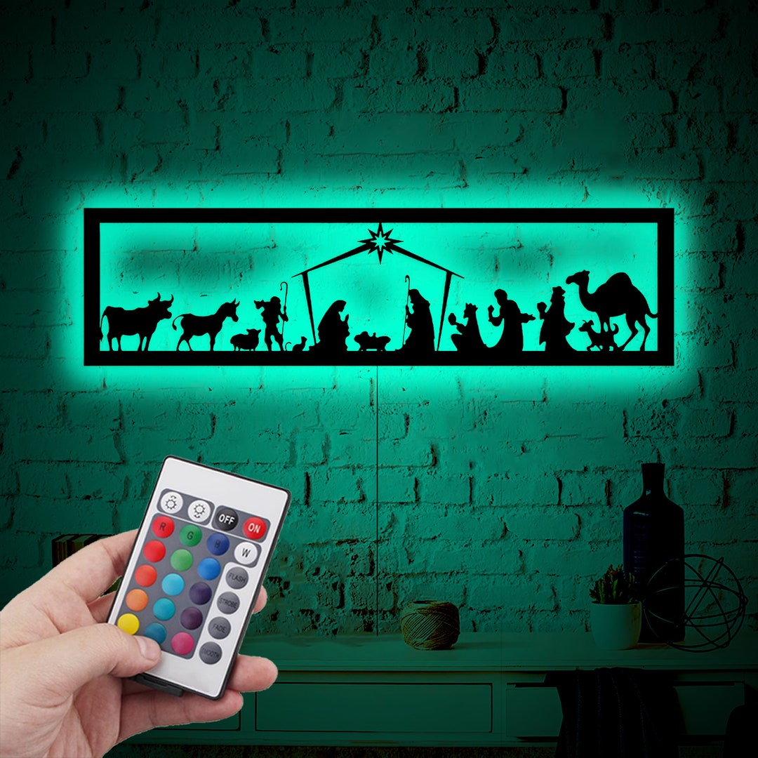 Nativity Neon Led Wooden Wall Decor, Jesus Christ Art, Religious Gift ...