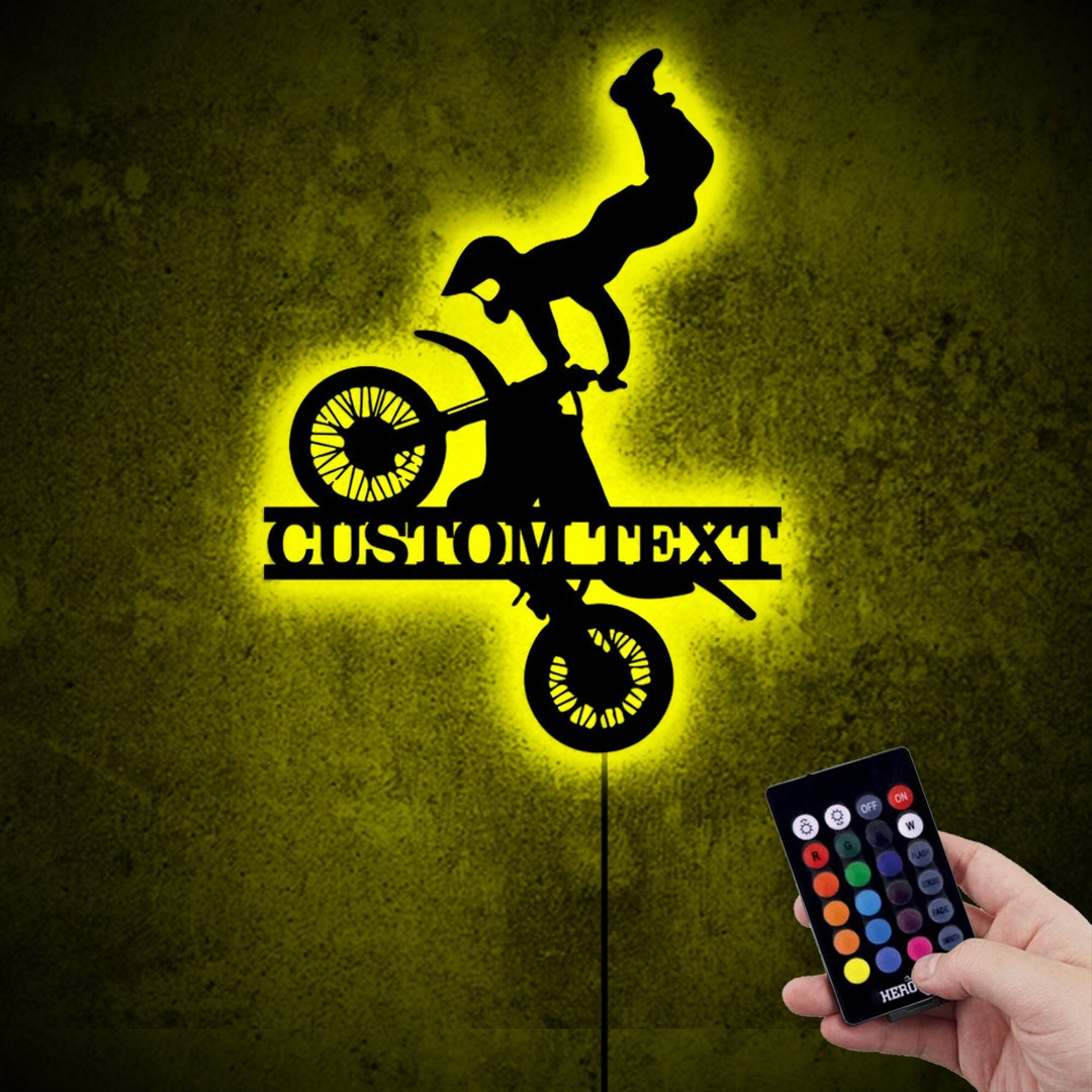 Personalized Dirt Bike Neon Led Wall Art, Motorcycle Decor, Garage ...