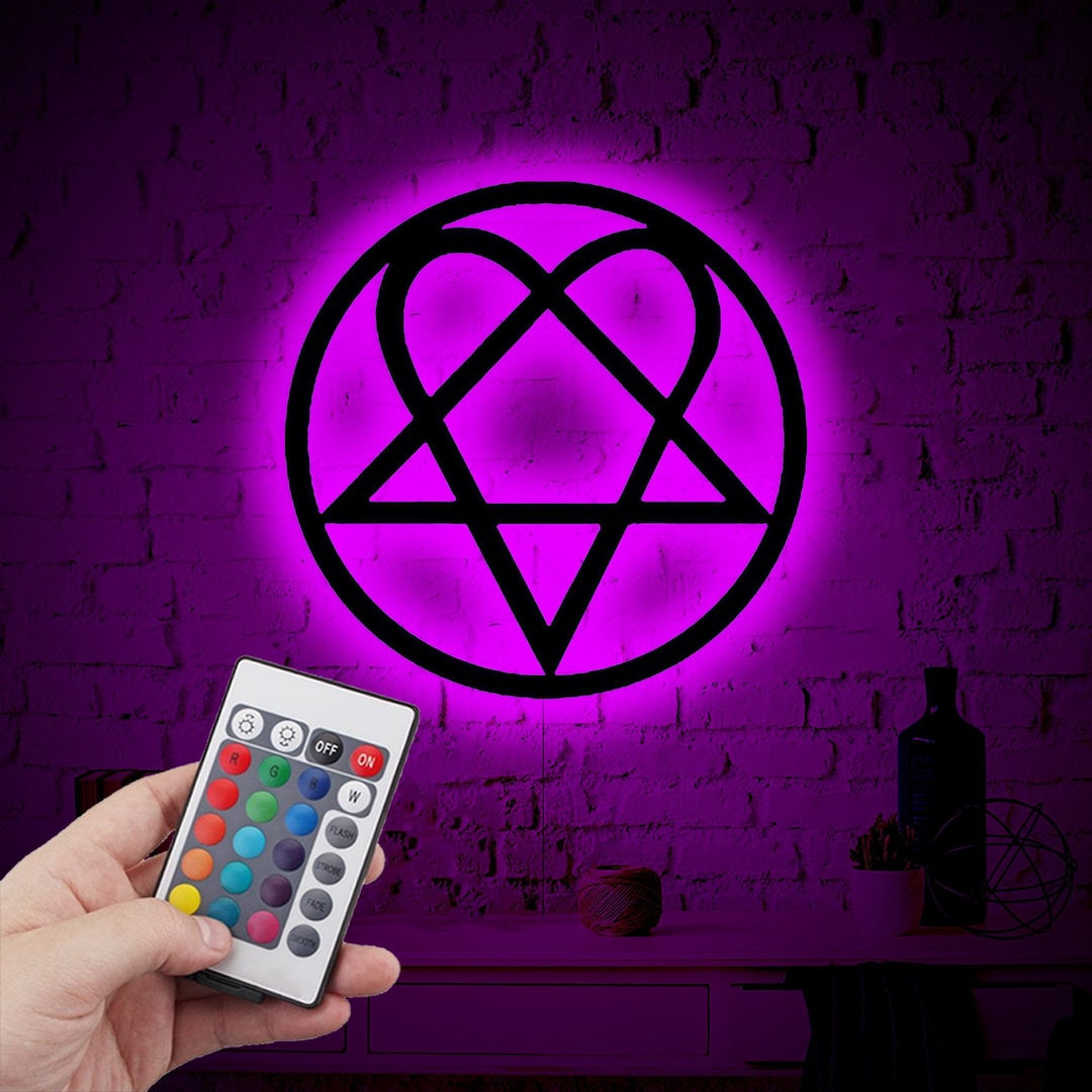 Heartagram Neon Led Wall Art, HIM Fan Gift, Ville Valo Fans, Heartagram ...