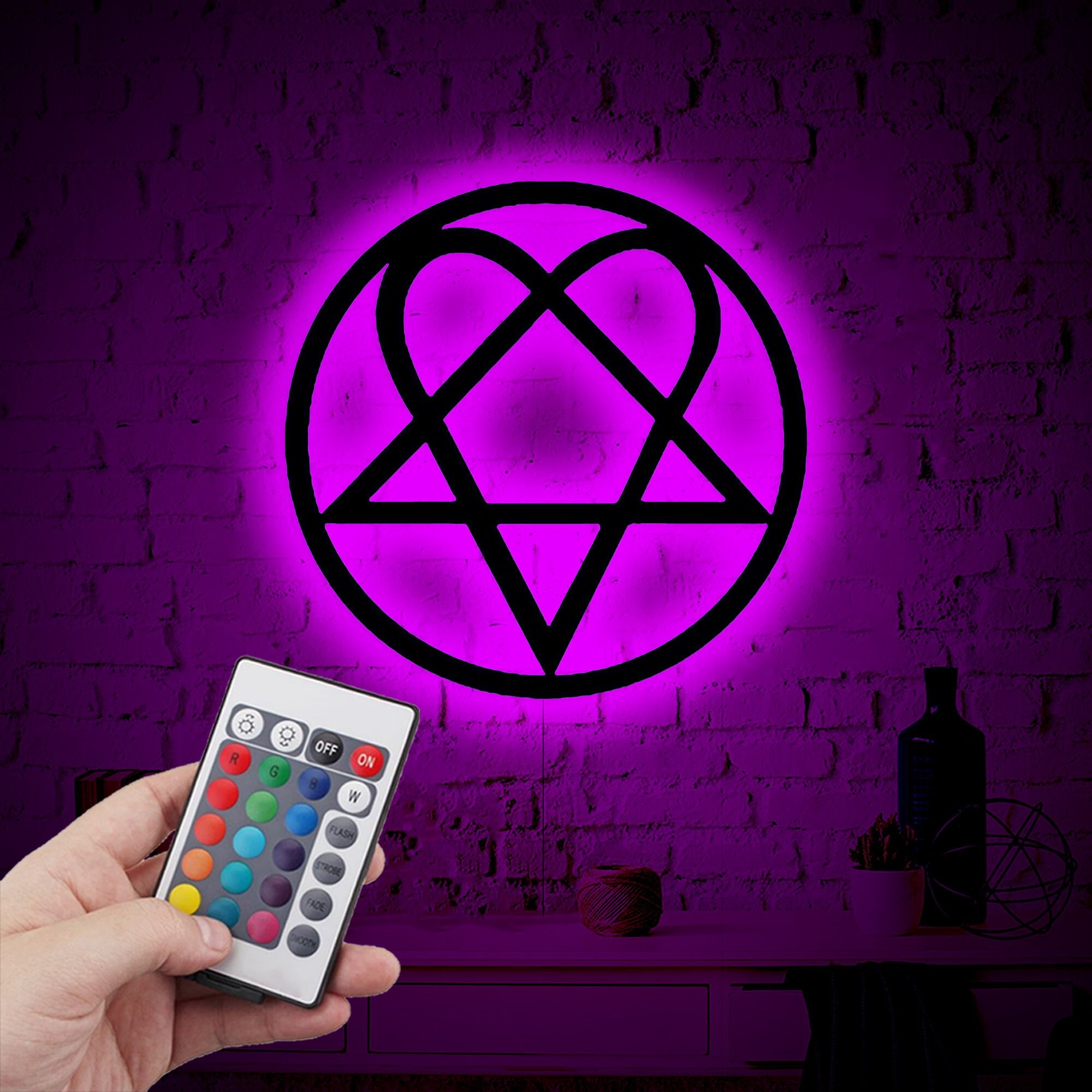 Heartagram Neon Led Wall Art, HIM Fan Gift, Ville Valo Fans, Heartagram ...