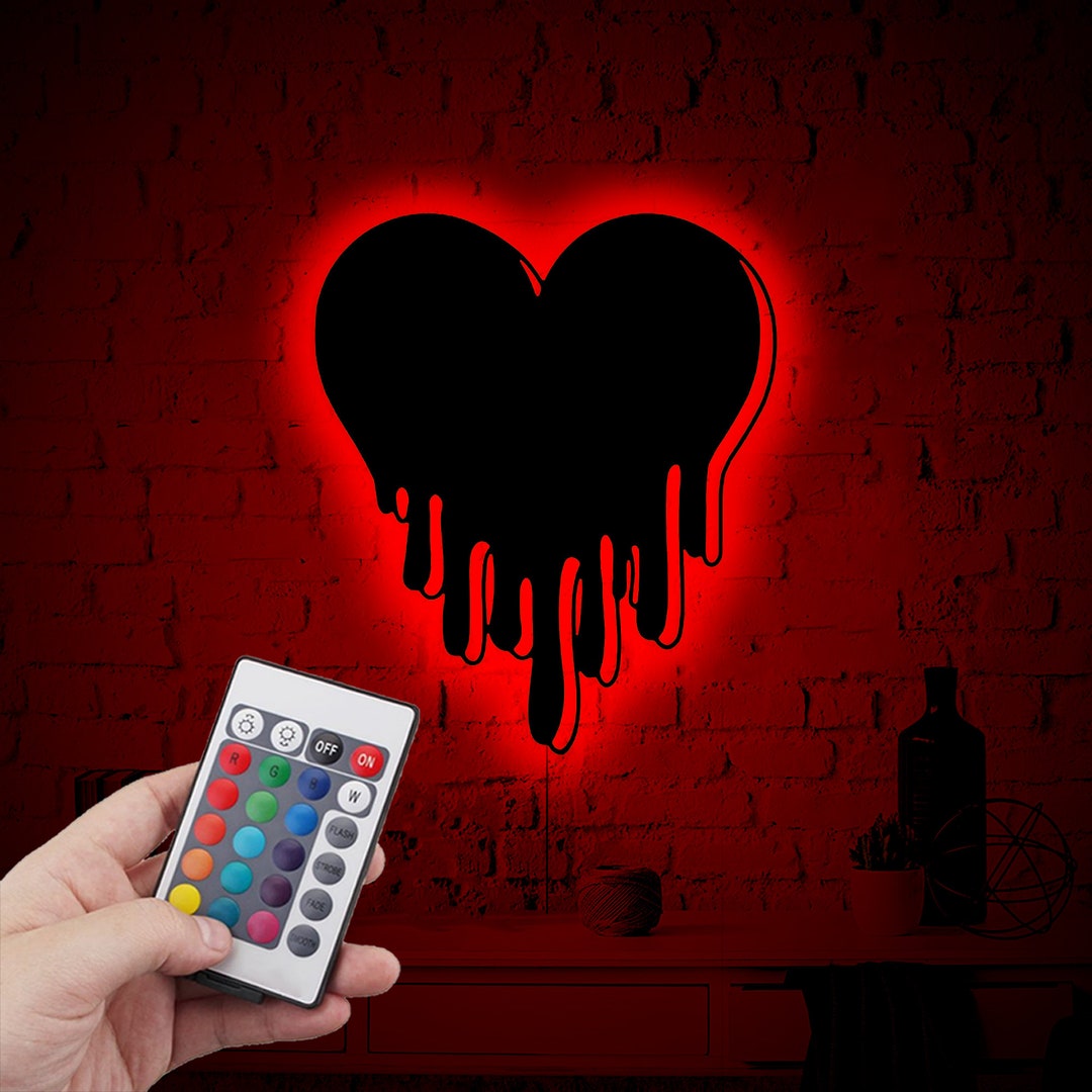 Dripping Heart Neon Led Wall Art, Heart Wall Art, Valentine, Valentine ...