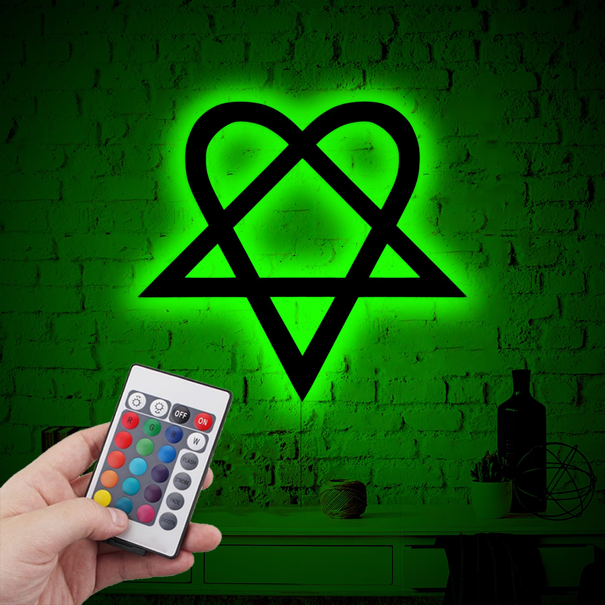 Heartagram Neon Led Wall Art, HIM Fan Gift, Ville Valo Fans, Heartagram ...