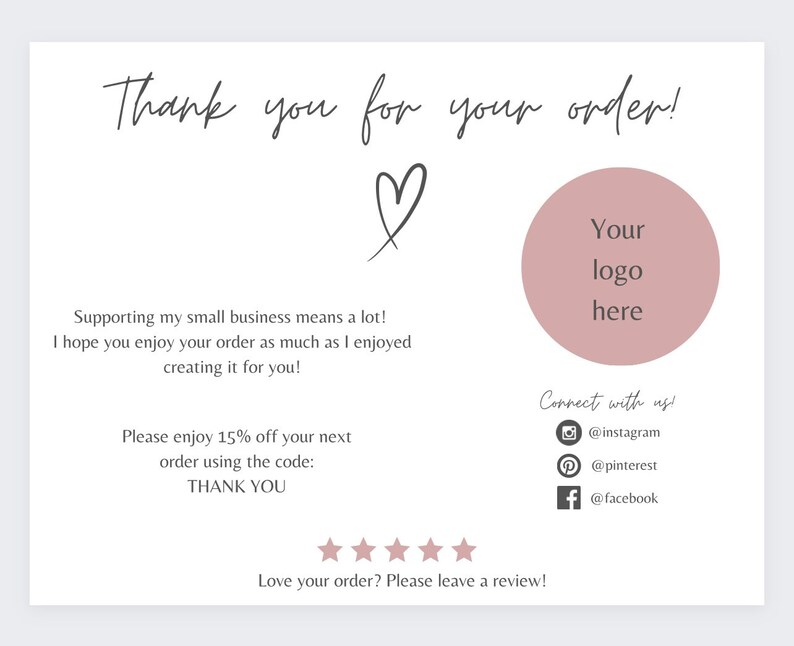 Small Business Thank You Card Template, Editable Thank You Card Canva Template, Small Business ...