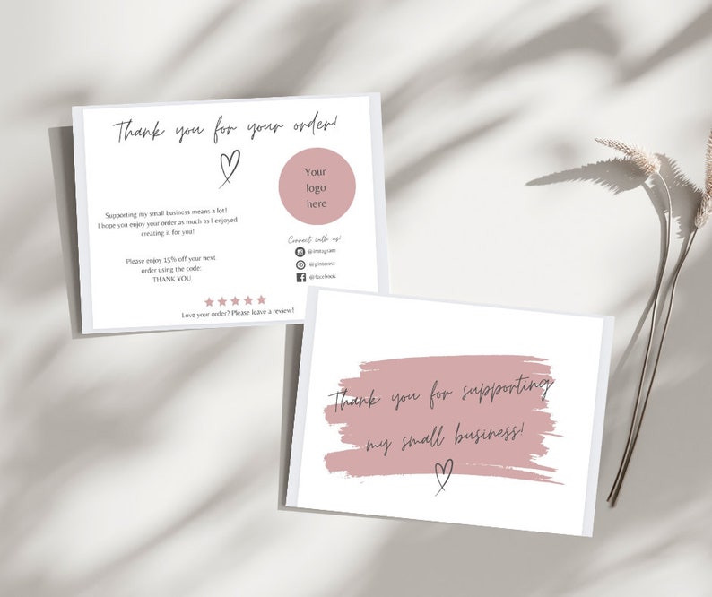 Small Business Thank You Card Template, Editable Thank You Card Canva Template, Small Business ...