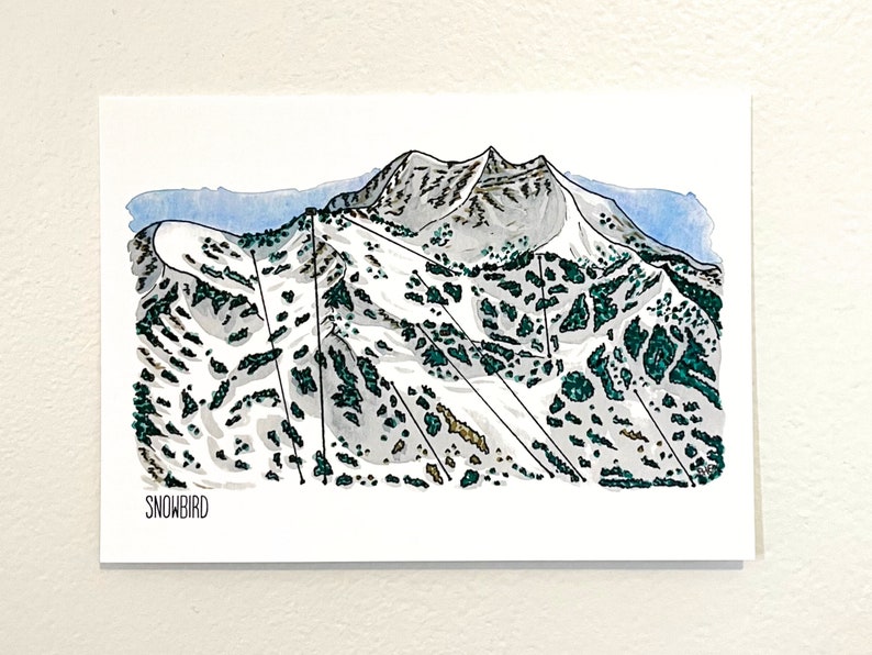 Snowbird Trail Map Watercolor Print 5x7in - Etsy