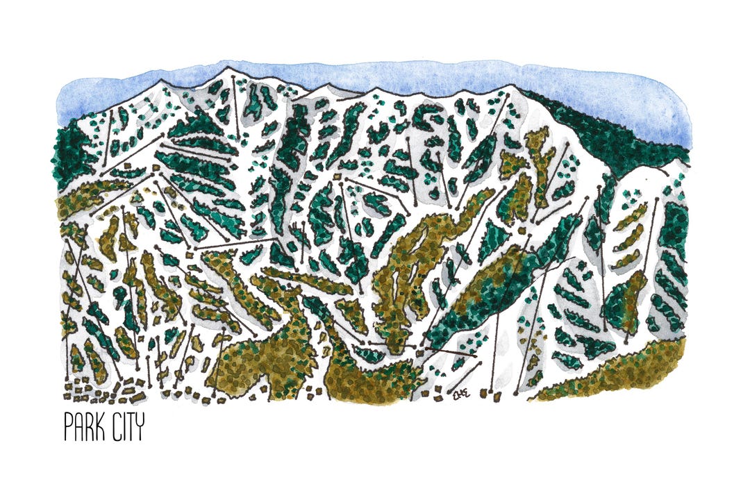 Park City Trail Map Watercolor Print - Etsy