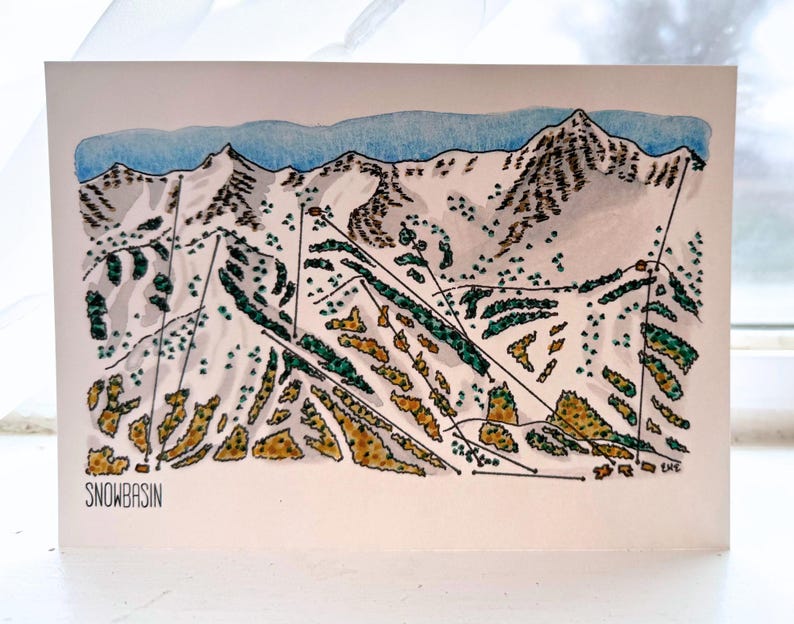 Snowbasin Trail Map Watercolor Print - Etsy