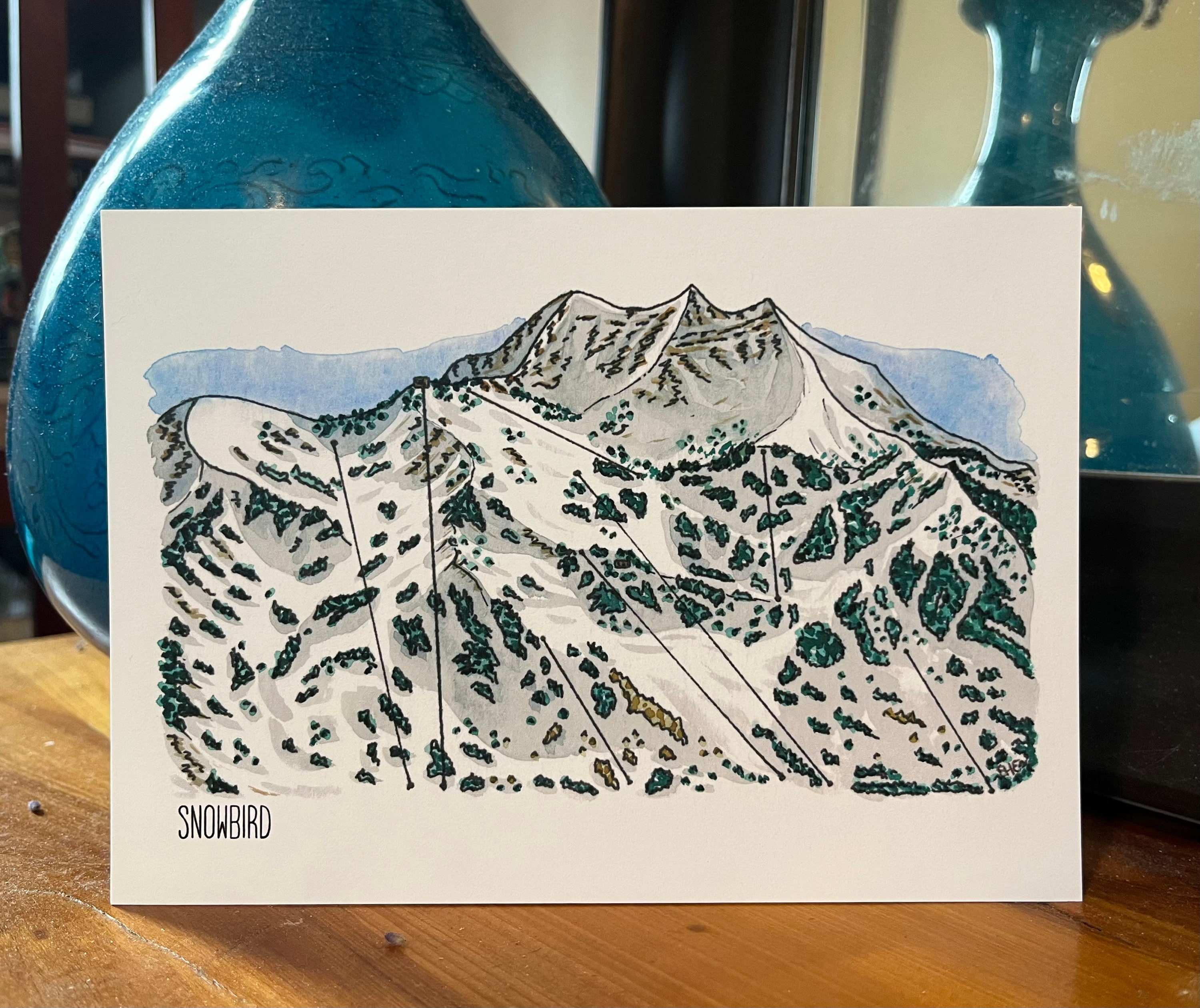 Snowbird Trail Map Watercolor Print 5x7in - Etsy