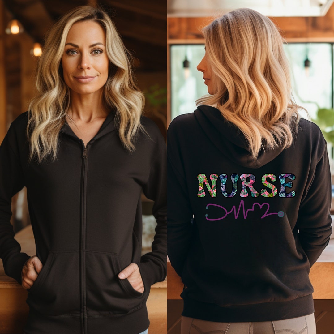 Nurse Jacket, Fleece Nurse Jacket, Nurse Zip Hoodie, Cute Nurse Gift ...