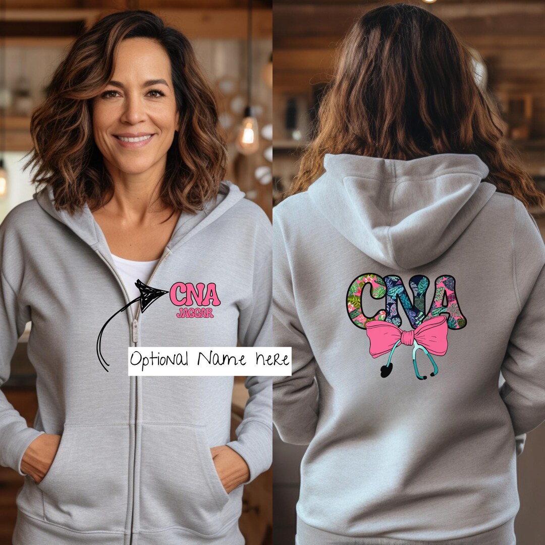 Personalized CNA Jacket, Custom Fleece Cna Jacket, Nurse Zip Hoodie ...