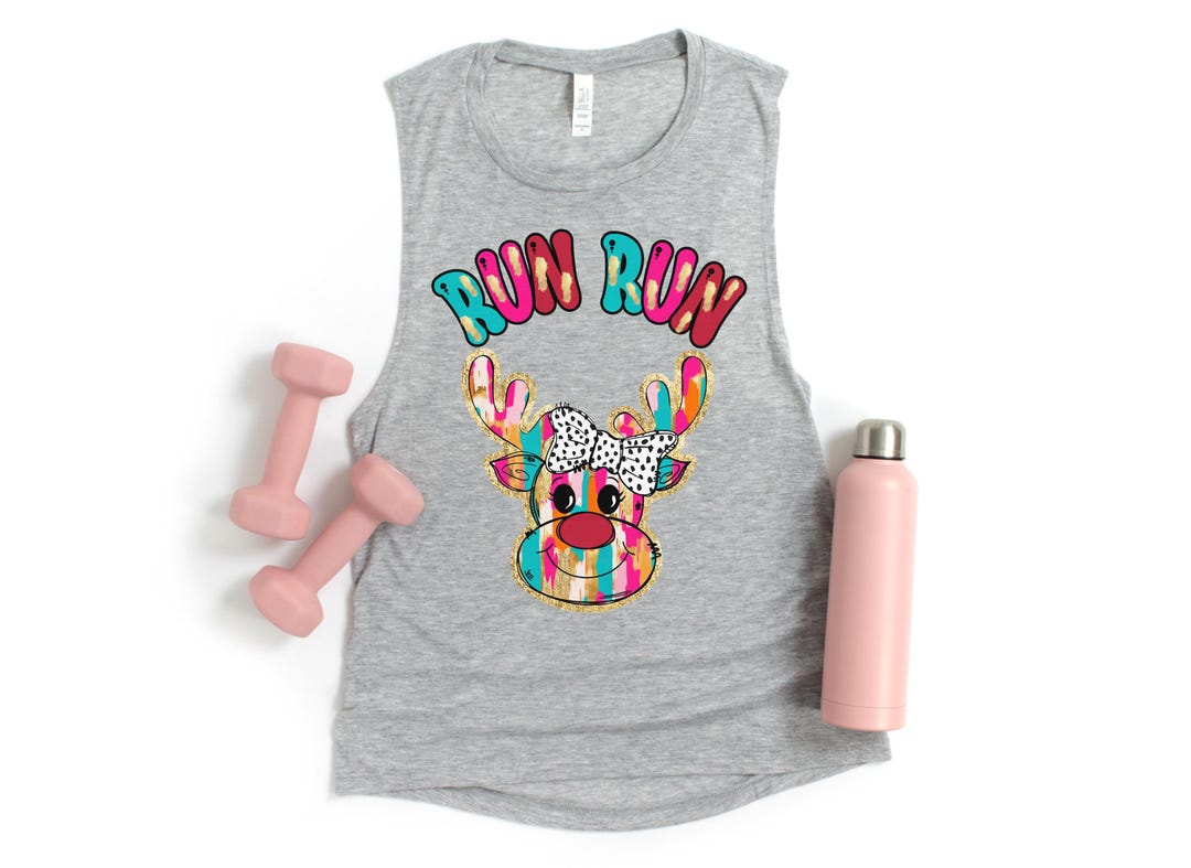 Christmas Running Tank, 5K Running Holiday Tank, Run Run Reindeer Tank ...