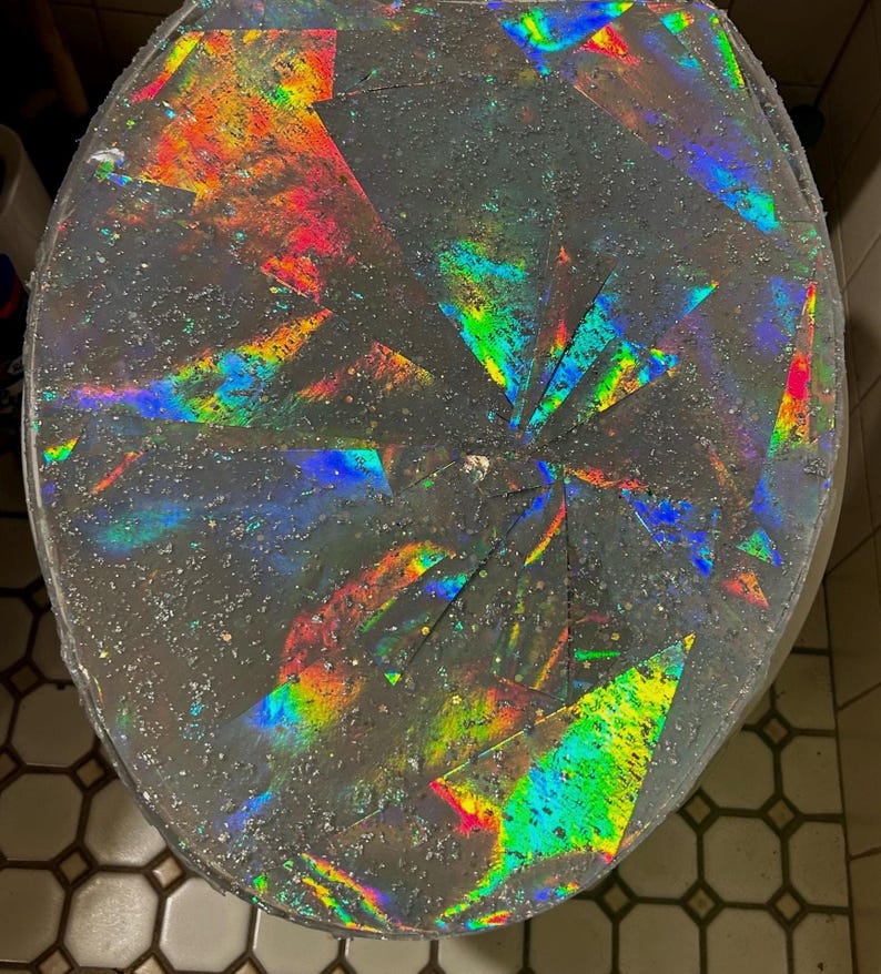 Holographic Diamond Design Toilet Seat - Resin Glitter Dusted - Etsy