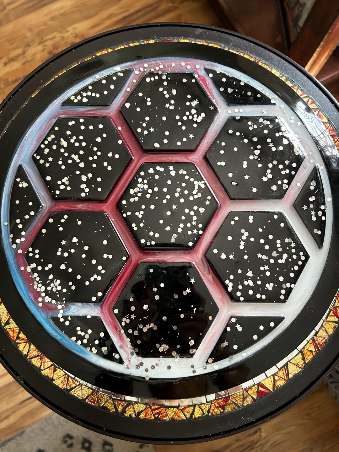 14" Resin Honeycomb Table Top: Multicolored Glitter Decor - Etsy