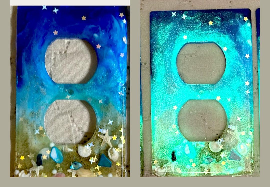 Glow in Dark Seashell Outlet Cover: Marine Life Resin Light Switch ...