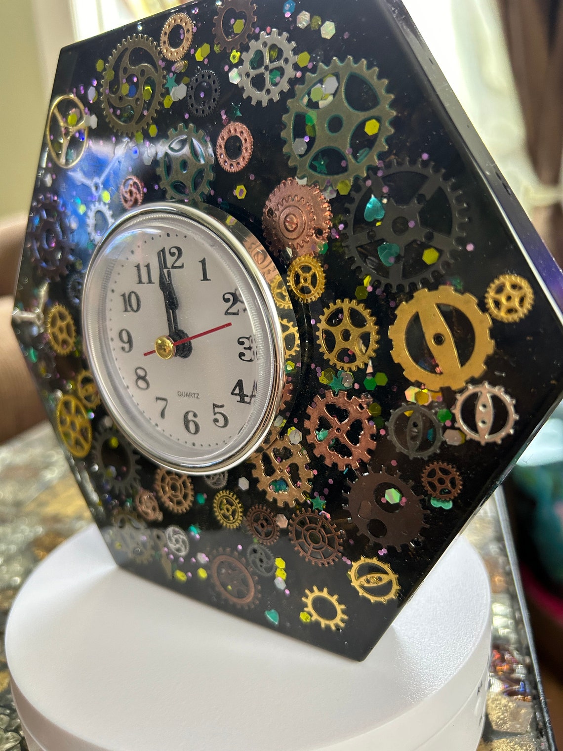 Clock Movements - Black Resin Hexagon Clock - Etsy