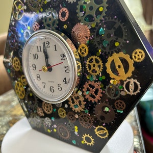 Clock Movements - Black Resin Hexagon Clock - Etsy
