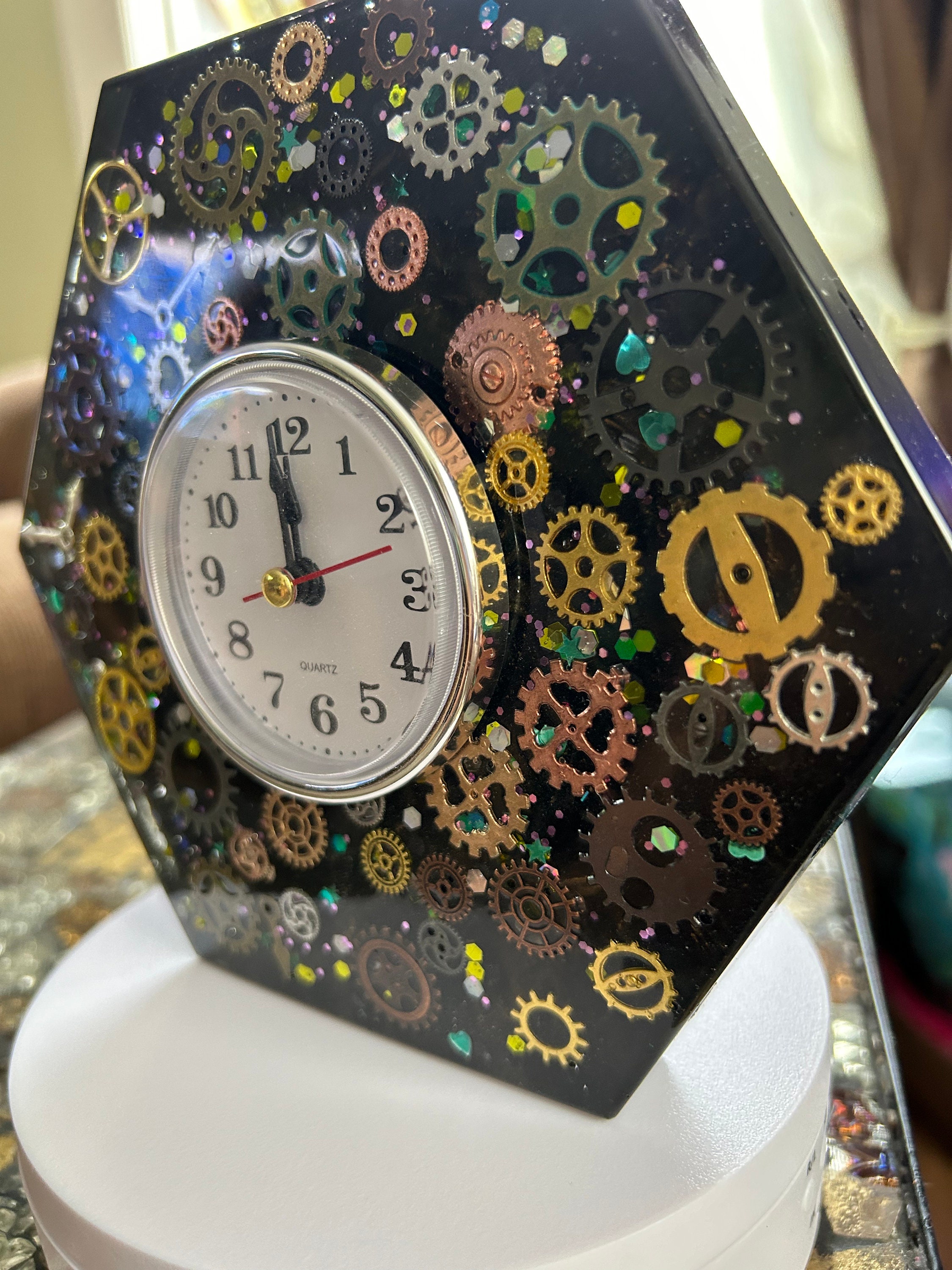 Clock Movements - Black Resin Hexagon Clock - Etsy