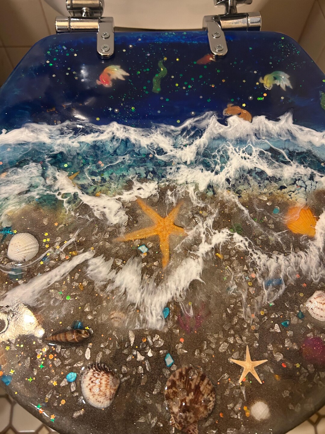 Resin Marine Life Toilet Seat: Glow in Dark Seashell Design - Etsy