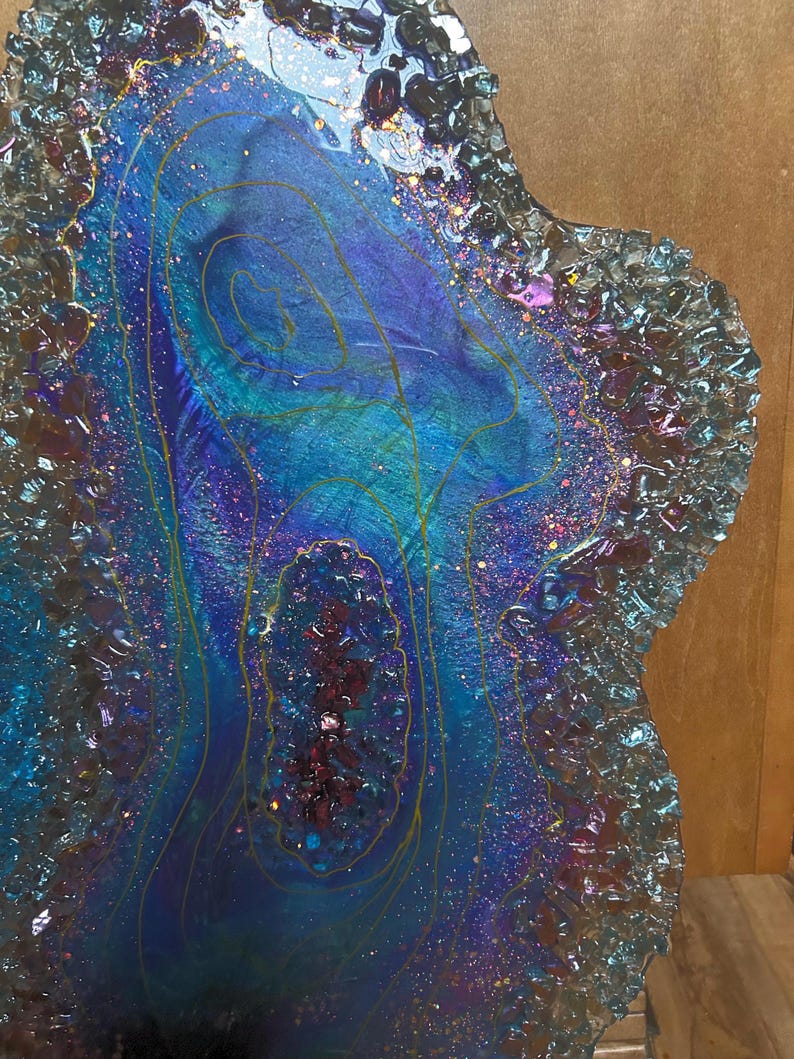 Resin Geode Artwork: Irregular Frameless Wall Art, Crystals & Crushed ...