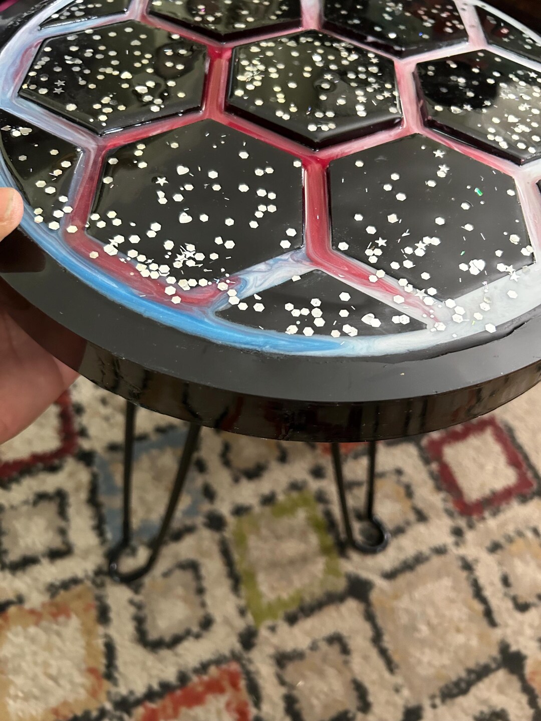 14" Resin Honeycomb Table Top: Multicolored Glitter Decor - Etsy
