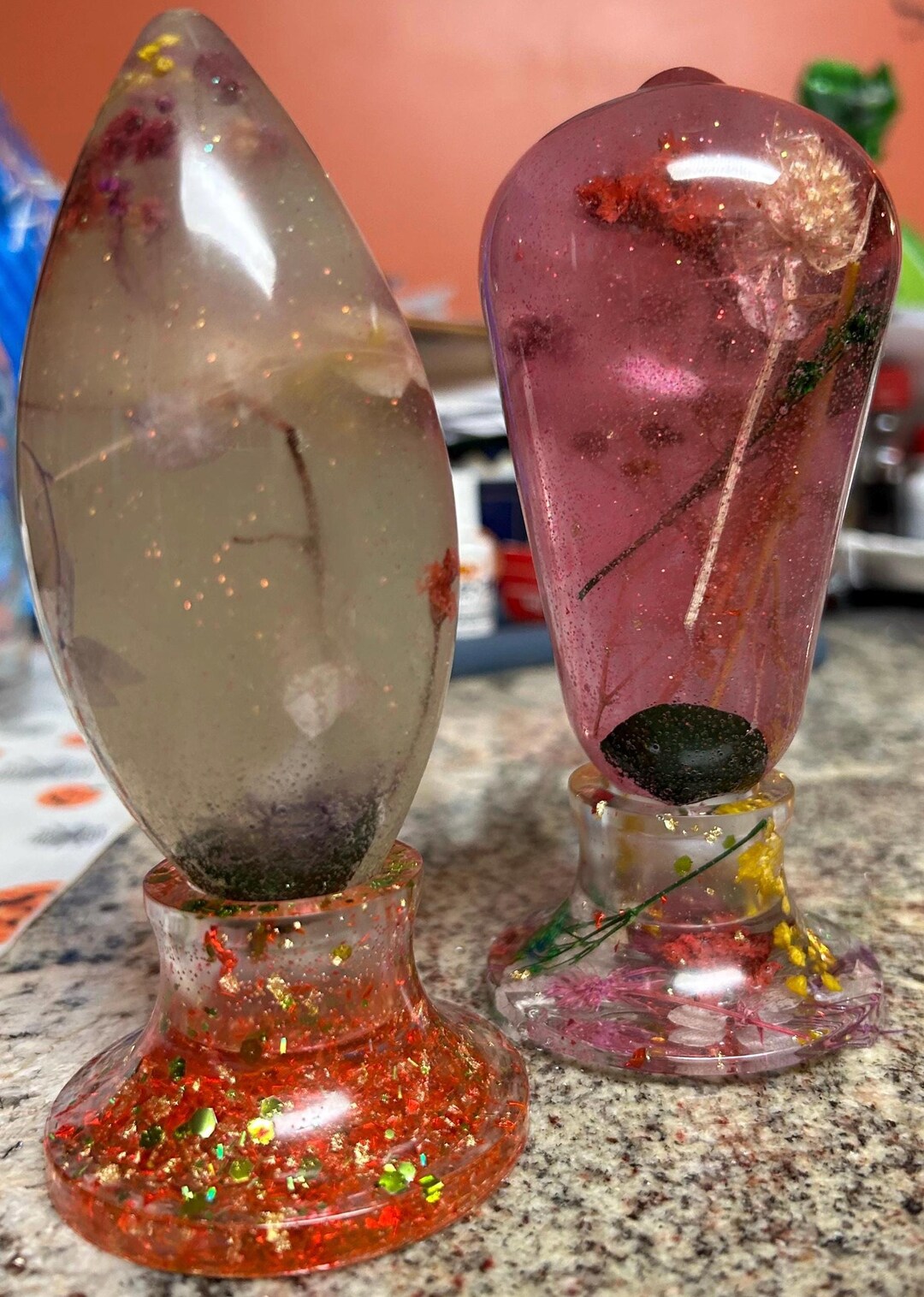 Resin Glow-in-the-dark Lightbulb Shape Design - Set of 2 - Infused With ...