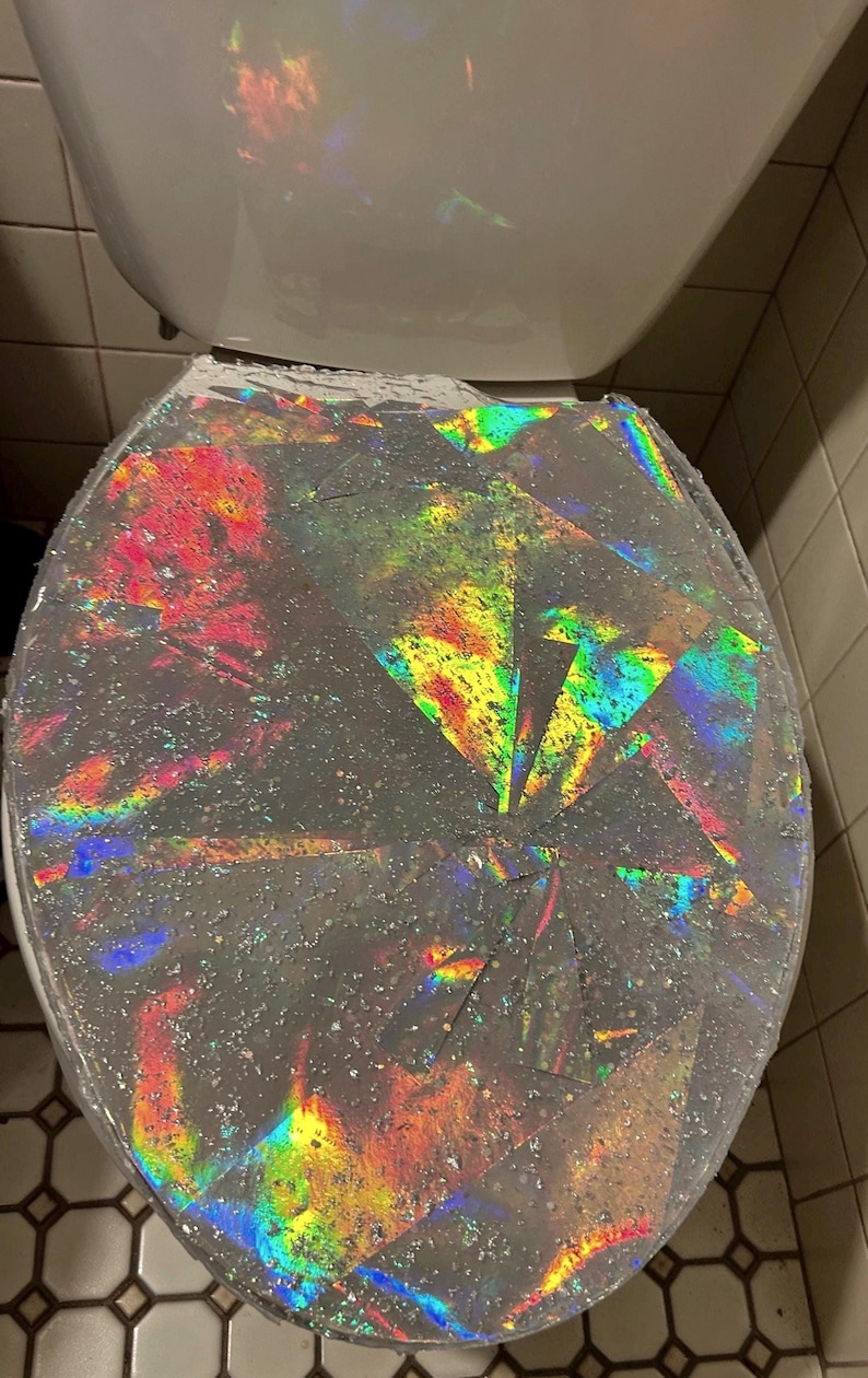 Holographic Diamond Design Toilet Seat - Resin Glitter Dusted - Etsy