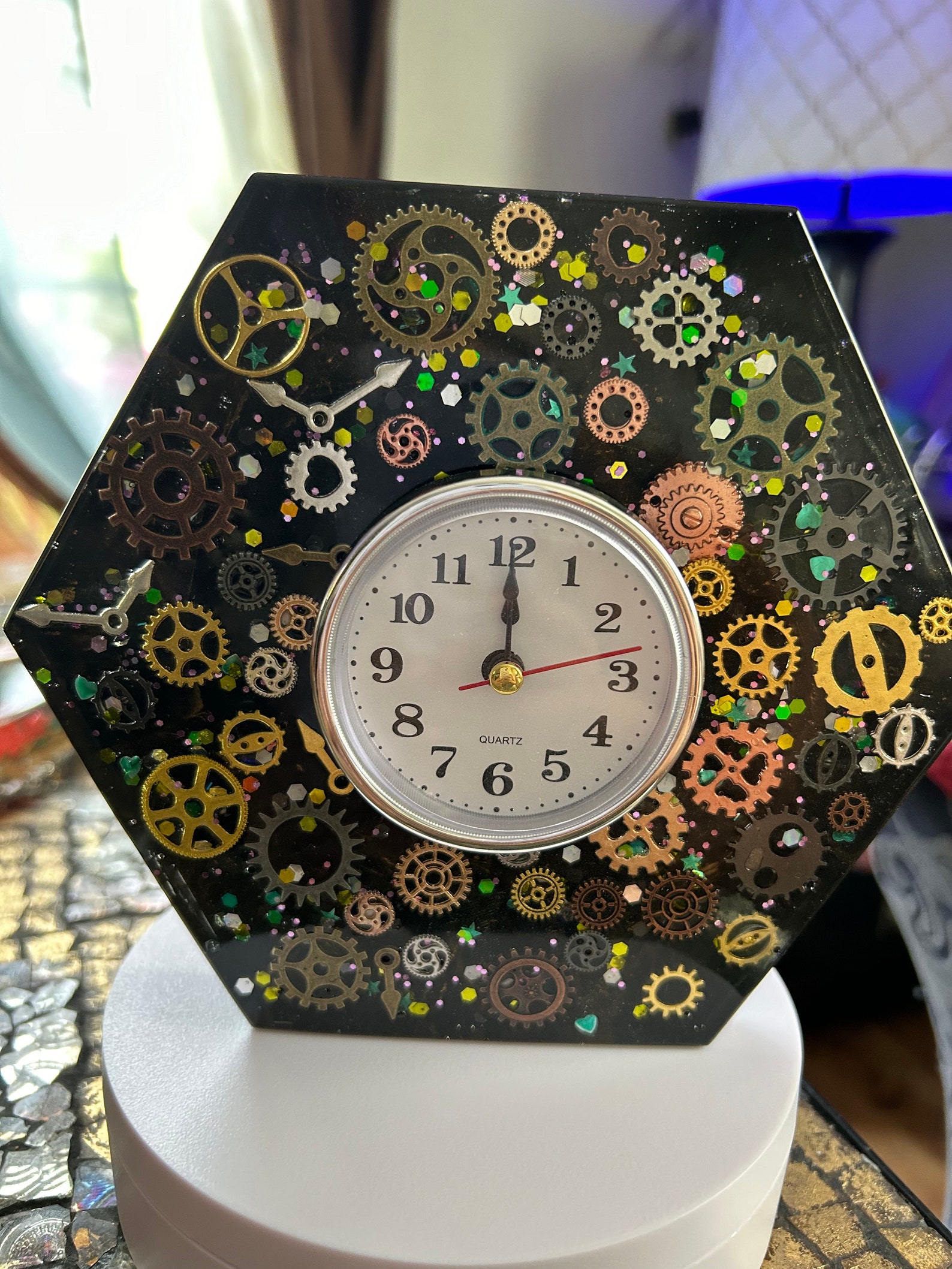 Clock Movements - Black Resin Hexagon Clock - Etsy