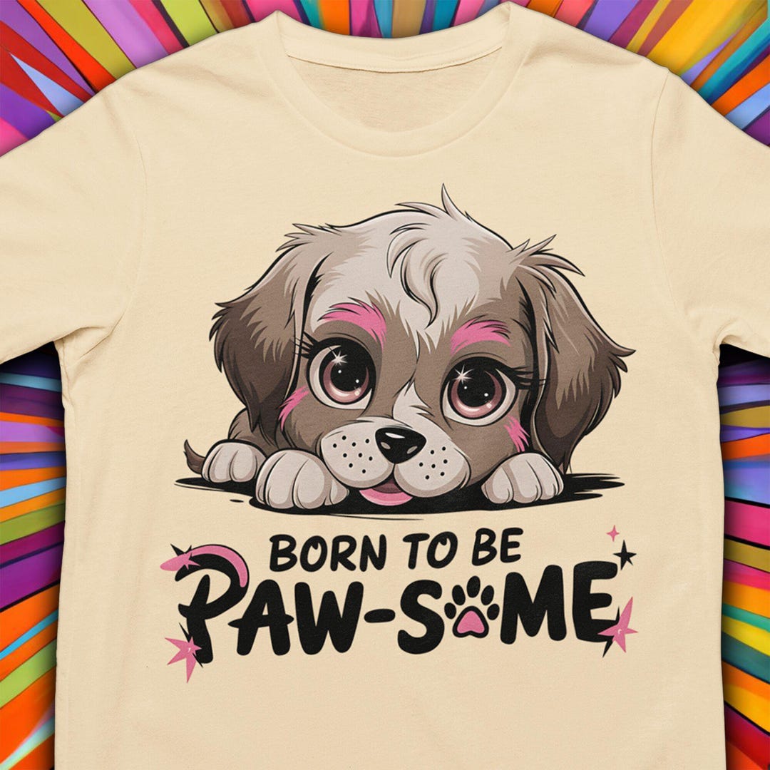 Adorable Puppy Shirt, Born to Be Pawsome, Puppy Face Shirt, Cute Puppy ...