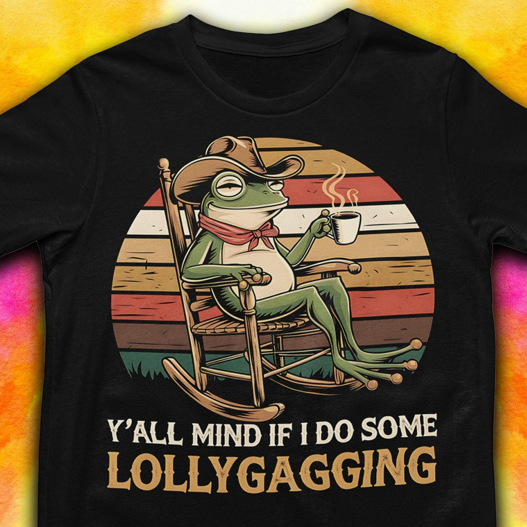 Funny Frog T-shirt: Cowboy Frog Lollygagging Graphic Tee - Etsy