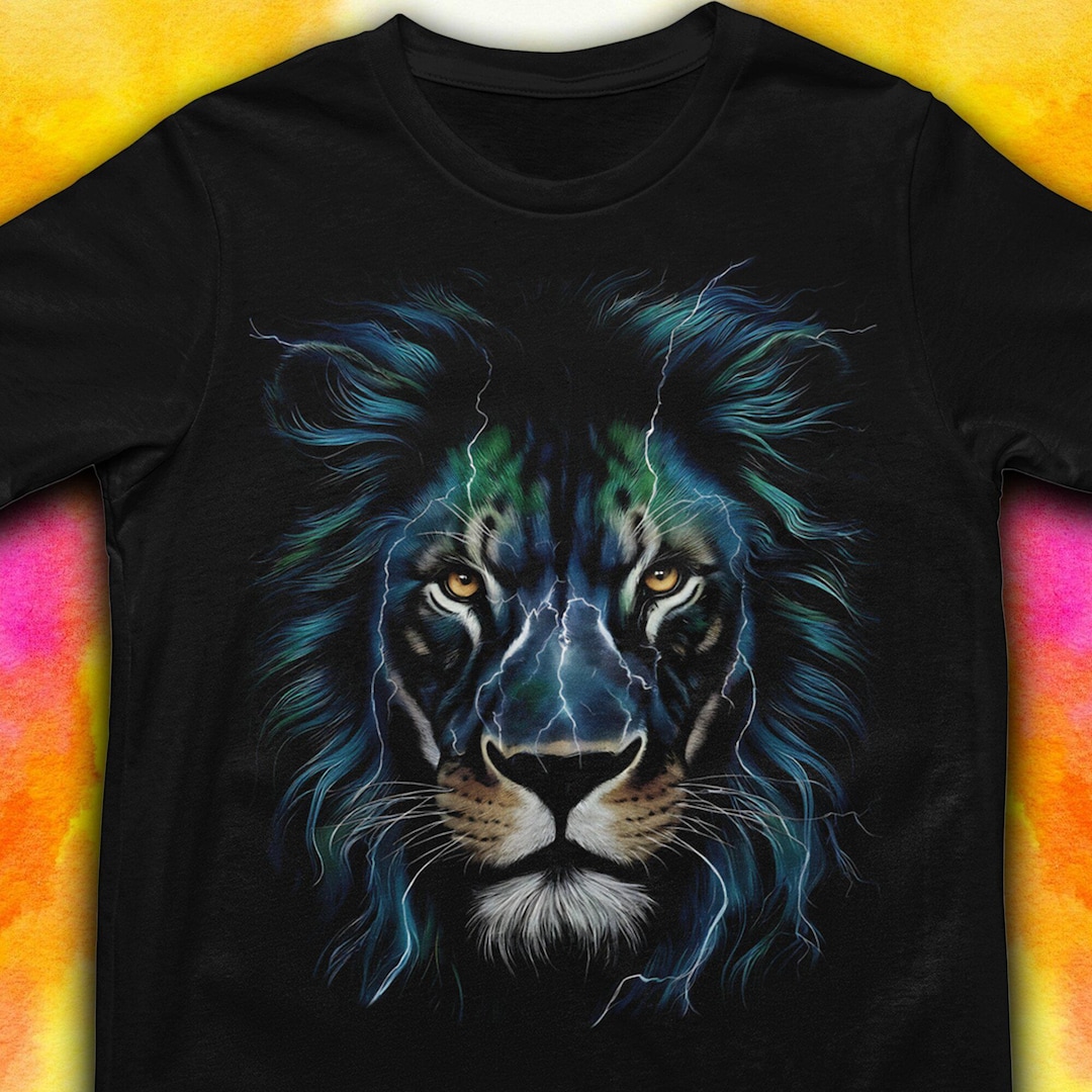 Lion T Shirt, Lion Face Apparel, Fierce Lion Outfit, Strong Lion Shirt ...