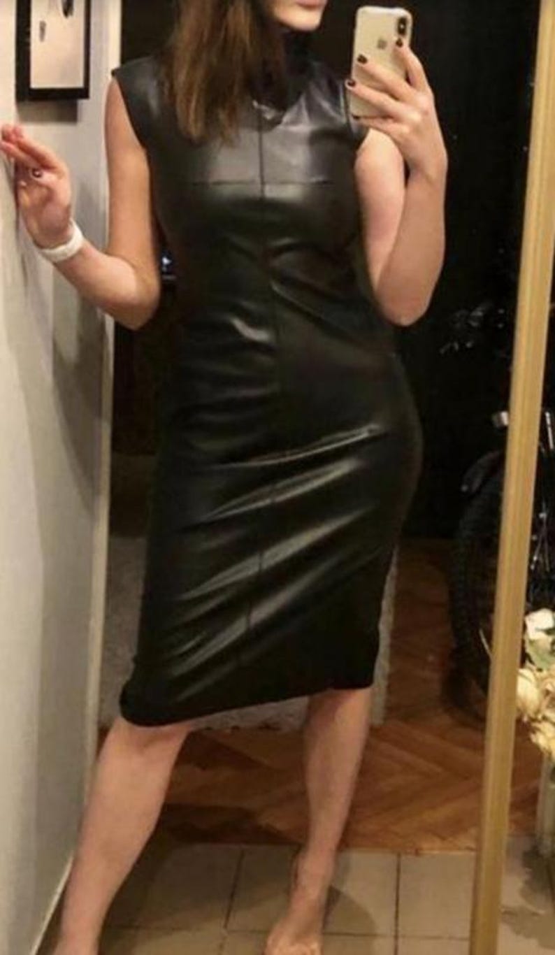 Handmade Leather Dress, Golf Dress, Black Sundress, Exquisite Spaghetti ...