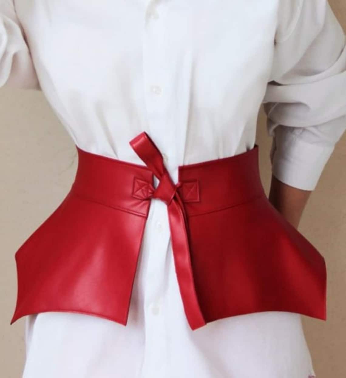 Handmade Leather Peplum for Dress, Terracotta Peplum Drawstring Belt ...