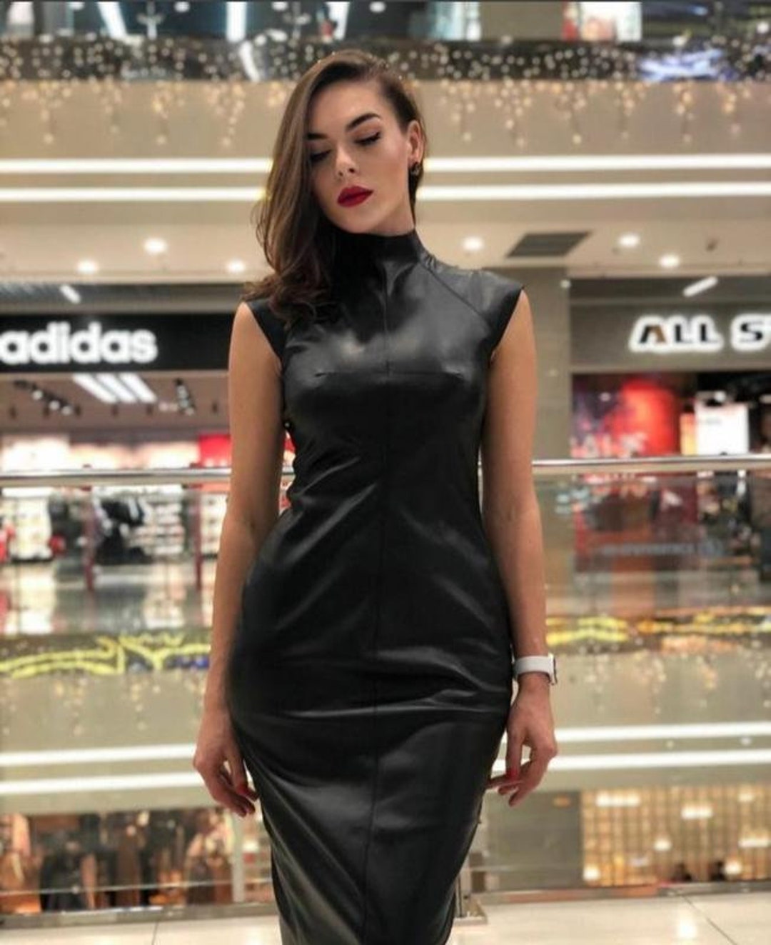 Handmade Leather Dress, Golf Dress, Black Sundress, Exquisite Spaghetti ...