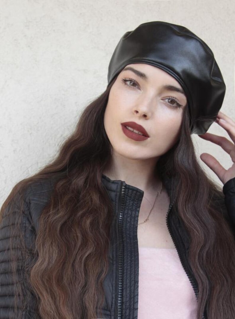 French Classic Handmade Leather Beret Brown Leather Beret Trendy French Classic Handmade Leather Beret Brown Leather Beret Trendy