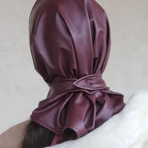 Soft Vegan Leather Headscarf for Women – Faux Leather Babushka Shawl ...