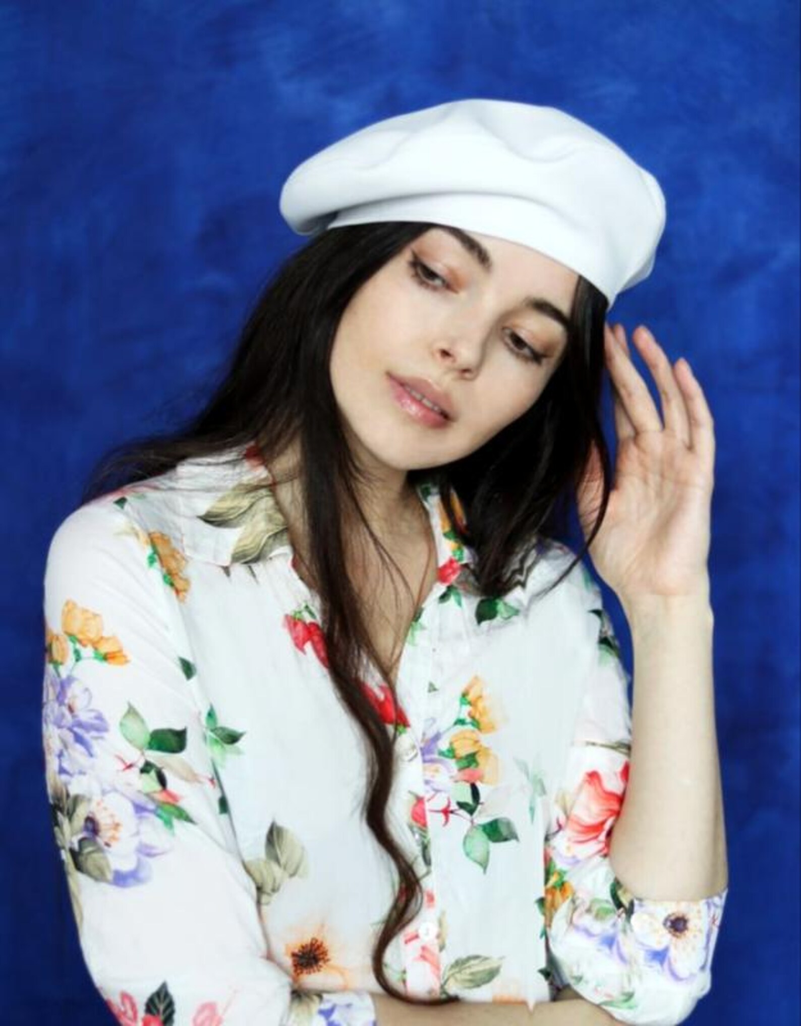 Handmade Beige Leather Beret, Head Beret, Leather Hat, Leather Beret ...