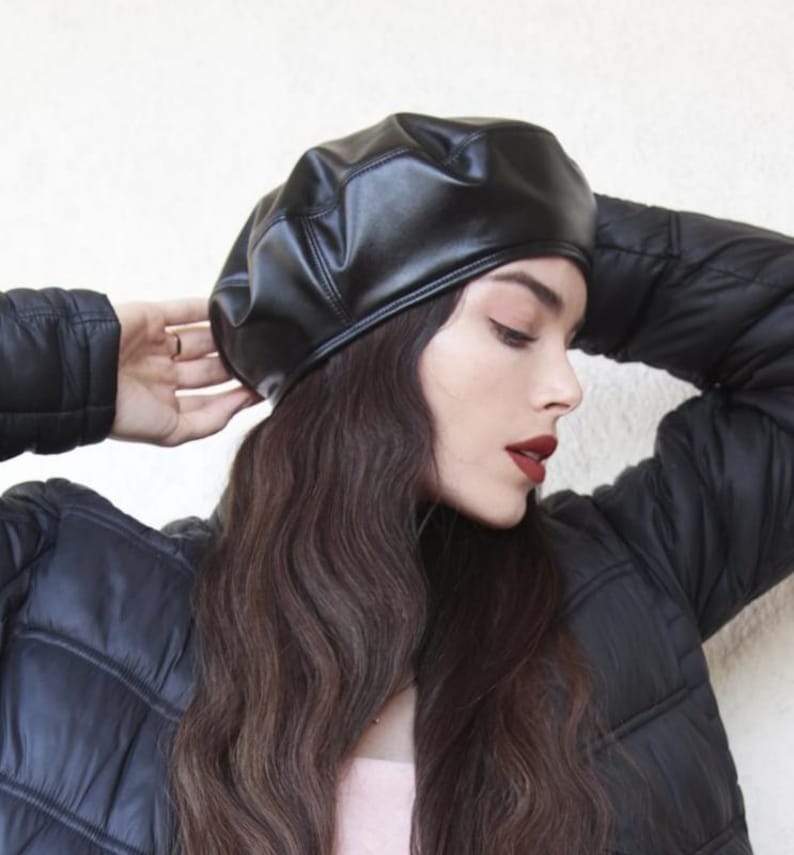 French Classic Handmade Leather Beret, Brown Leather Beret, Trendy ...
