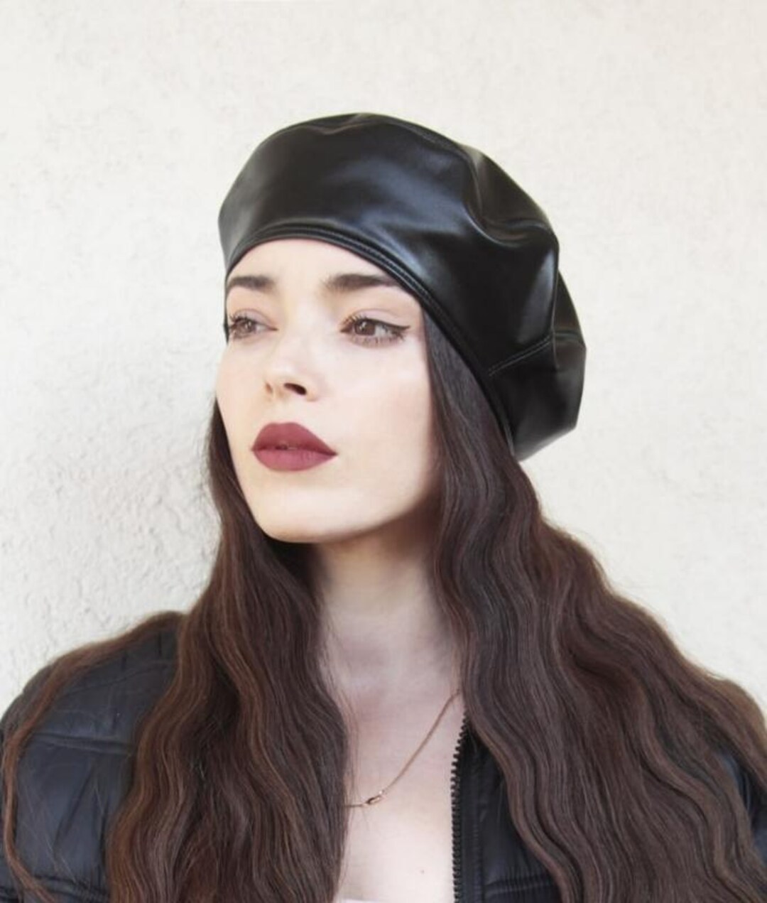 French Classic Handmade Leather Beret, Brown Leather Beret, Trendy ...