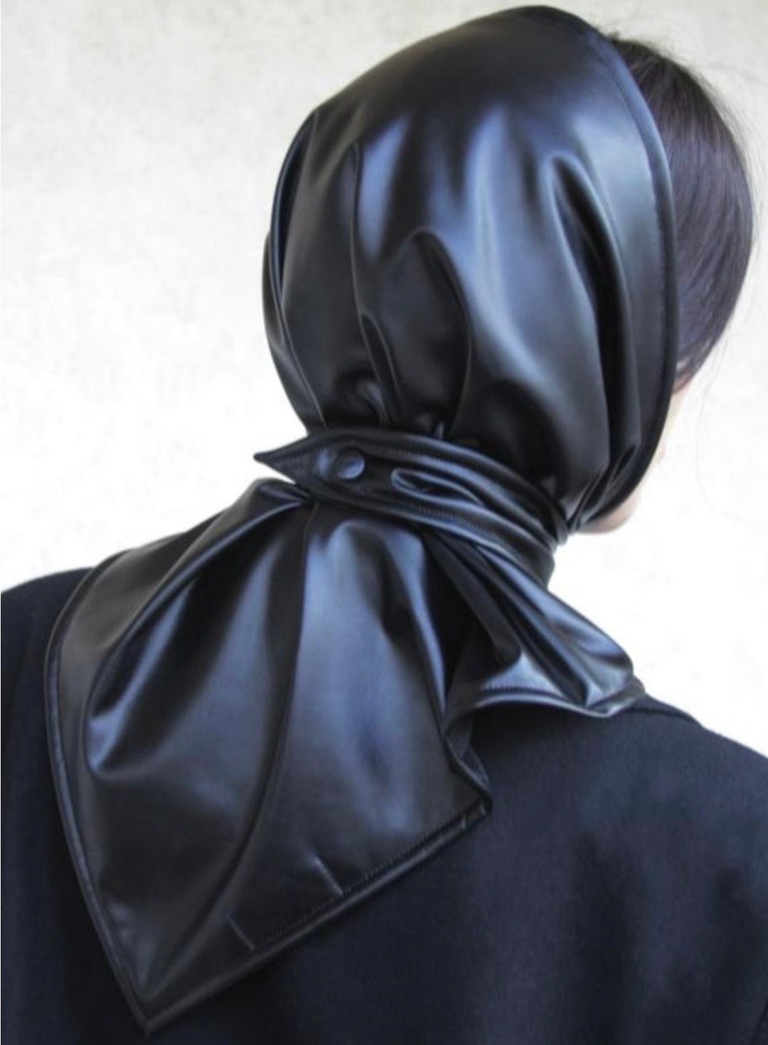 Soft Vegan Leather Headscarf for Women – Faux Leather Babushka Shawl ...